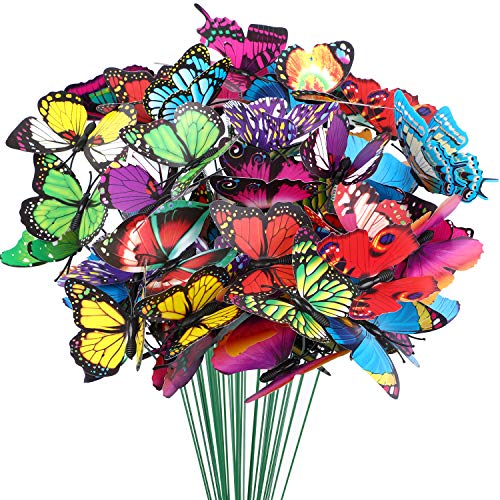 Augshy Butterfly Decorations, 75 Pcs Butterfly Stakes Waterproof Decorative Garden Stakes for Indoor/Outdoor Christmas Yard Decor