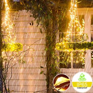 2 Pack Solar Fairy Lights Outdoor, 39.37ft 120 LED 8 Modes Warm White Solar String Lights Waterproof, Copper Wire Lights for DIY Decoration Garden Party Wedding Patio Yard