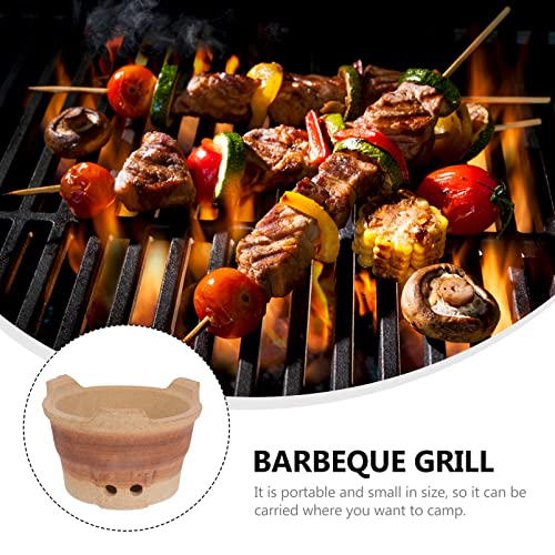 Yardwe Charcoal Konro Grill Old- Fashioned Clay Stove Crude Pottery Barbecue Stove Portable BBQ Camping Grill for Outdoor Picnic Travel (6.3 x 4.9 Inch)