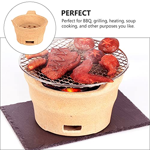 Yardwe Charcoal Konro Grill Old- Fashioned Clay Stove Crude Pottery Barbecue Stove Portable BBQ Camping Grill for Outdoor Picnic Travel (6.3 x 4.9 Inch)