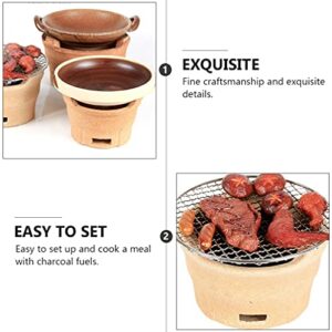 Yardwe Charcoal Konro Grill Old- Fashioned Clay Stove Crude Pottery Barbecue Stove Portable BBQ Camping Grill for Outdoor Picnic Travel (6.3 x 4.9 Inch)