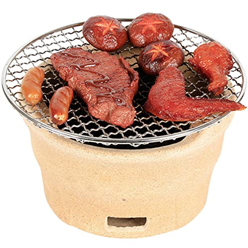 Yardwe Charcoal Konro Grill Old- Fashioned Clay Stove Crude Pottery Barbecue Stove Portable BBQ Camping Grill for Outdoor Picnic Travel (6.3 x 4.9 Inch)