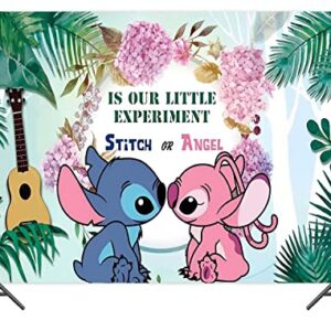 Stitch and Angel Gender Reveal Party Background Jungle Leaves Theme Background 5 x 3ft Baby Shower Tropical Hawaii Photography Backdrop Party Decorations