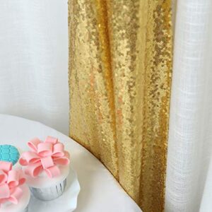 HELAKU Gold Sequin Backdrop Curtains - 2 Packs of 2.5x8ft Gold Glitter Curtains Sparkly Sequin Background for Wedding Birthday Baby Shower Decor Gold Sequence Backdrop Drapes