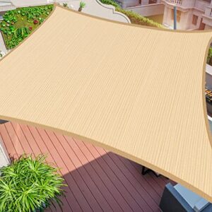 patio sun shade sail 12′ x 16′ rectangle: uv block canopy sunshade cover – 185 gsm thicker sail shade for deck pergola garden backyard outdoor