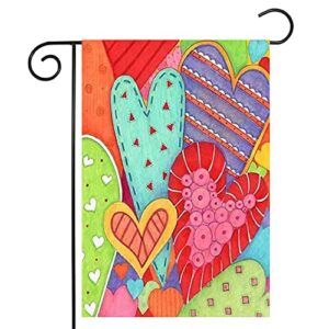 lhsion happy valentine’s day garden flag 12.5 x 18 inch – heart garden flag decorative house yard double sided flag for valentine’s day decoration