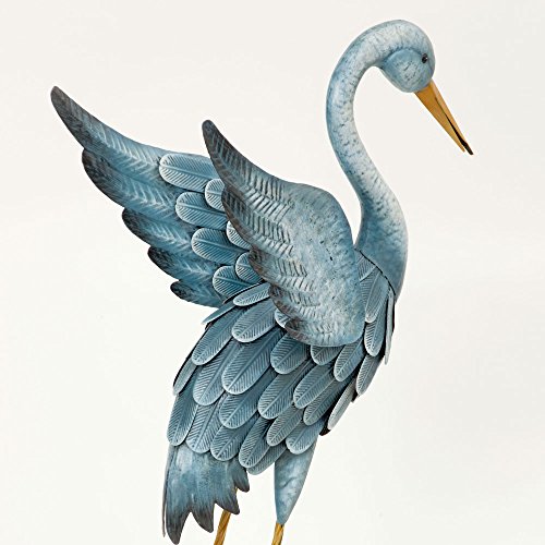 Bits and Pieces - Japanese Blue Heron Metal Garden Sculpture Set - Two Metal Cranes Perfect for Garden Décor - Metal Garden Art, Outdoor Lawn and Patio Décor, Backyard Sculpture, and Decoration