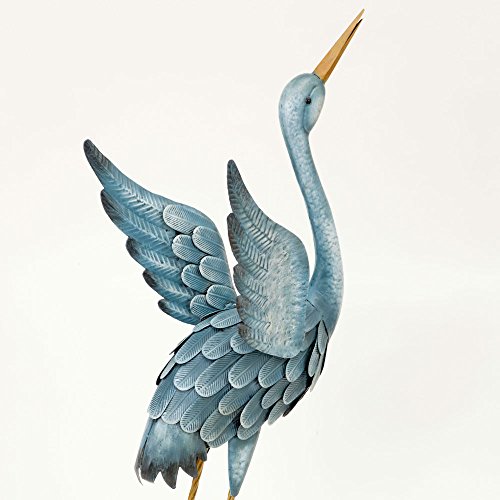 Bits and Pieces - Japanese Blue Heron Metal Garden Sculpture Set - Two Metal Cranes Perfect for Garden Décor - Metal Garden Art, Outdoor Lawn and Patio Décor, Backyard Sculpture, and Decoration