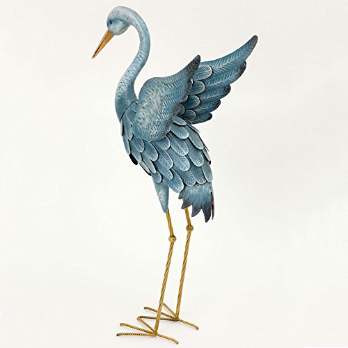 Bits and Pieces - Japanese Blue Heron Metal Garden Sculpture Set - Two Metal Cranes Perfect for Garden Décor - Metal Garden Art, Outdoor Lawn and Patio Décor, Backyard Sculpture, and Decoration