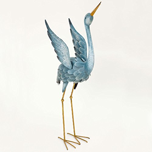 Bits and Pieces - Japanese Blue Heron Metal Garden Sculpture Set - Two Metal Cranes Perfect for Garden Décor - Metal Garden Art, Outdoor Lawn and Patio Décor, Backyard Sculpture, and Decoration