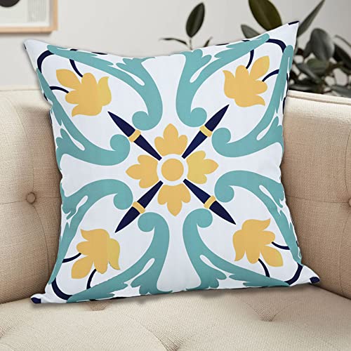 BOYSUM Set of 4 Outdoor Pillows Cover Waterproof Throw Pillow Covers Boho Cushion Cover for Patio Furniture 18x18 Inches Yellow