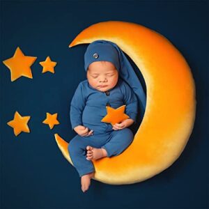 IGMaryBox Baby Moon Star Pillow Newborn Posing Pillow Newborn Photography Prop Newborn Photography Posing Pillows Newborn Photography Props Set (Yellow)