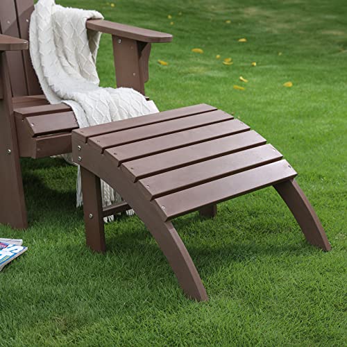 Psilvam Adirondack Ottoman, Adirondack Footstool for Adirondack Chair Weather Resistant Foot Rest for Outdoor Porch, Yard, Garden（Brown）