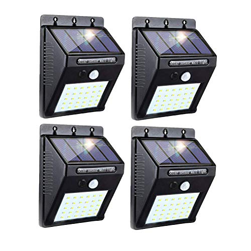 Joyathome Solar Lights Outdoor,30 LED Solar Security Lights Solar Motion Sensor Lights Wireless IP 65 Waterproof Outdoor Lights for Garden Fence Patio Garage (4 Pack)