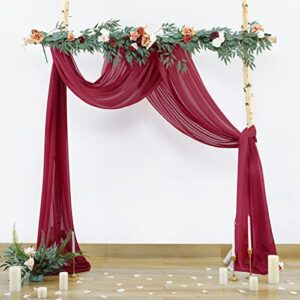 partisky wedding arch draping fabric, 1 panel burgundy sheer backdrop curtain tulle fabric drapery for arbor wedding archway ceremony party ceiling decor backdrop