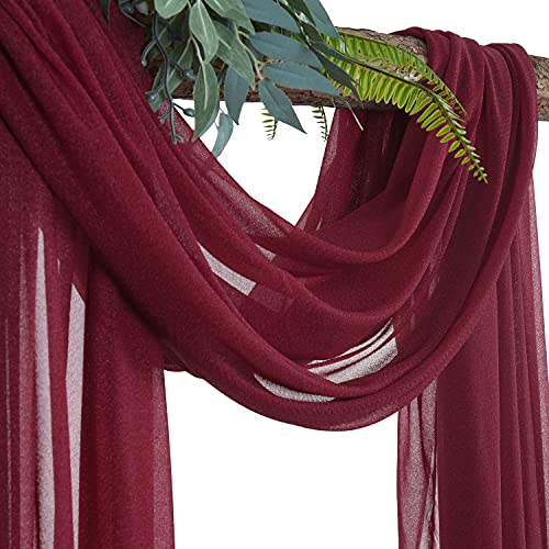 PARTISKY Wedding Arch Draping Fabric, 1 Panel Burgundy Sheer Backdrop Curtain Tulle Fabric Drapery for Arbor Wedding Archway Ceremony Party Ceiling Decor Backdrop