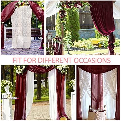 PARTISKY Wedding Arch Draping Fabric, 1 Panel Burgundy Sheer Backdrop Curtain Tulle Fabric Drapery for Arbor Wedding Archway Ceremony Party Ceiling Decor Backdrop