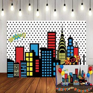 art studio 7x5ft superhero super city photography backdrops skyline buildings city boom photo background children birthday party banner photo studio booth cake table decor vinyl