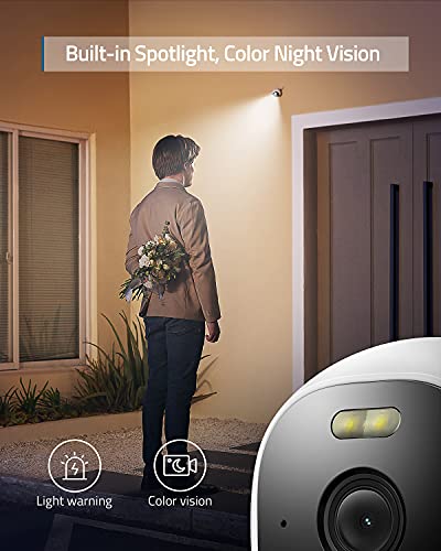 eufy security S210 Outdoor Cam, All-in-One Outdoor Security Camera with 2K Resolution, Spotlight, Color Night Vision, No Monthly Fees, Wired Camera, Security Camera Outdoor, IP67 Weatherproof