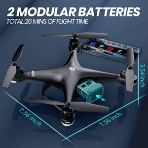 Holy Stone GPS Drone with 1080P HD Camera FPV Live Video for Adults and Kids, Quadcopter HS110G Upgraded Version, 2 Batteries, Altitude Hold, Follow Me and Auto Return, Easy to Use for Beginner