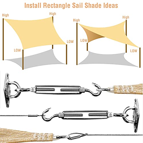 5'' Sun Shade Sail Hardware Kit with 304 Stainless Steel Wire Rope for Triangle Rectangle Sun Shade Sail Installation, Garden Outdoors Accessories , 48 Pcs (5 inch)