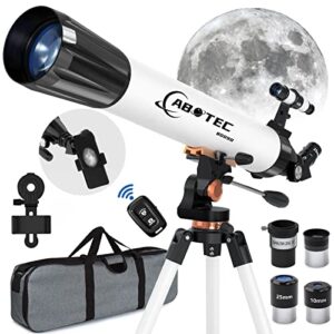 abotec telescope for adults astronomy, 90mm aperture 800mm refractor telescopes for kids & beginners, (32x-400x) multi-coated high transmission telescope with carry bag & phone mount &wireless control