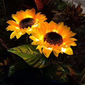 solar lights outdoor garden, led solar powered sunflower pendant light, solar sunflower lights decorative outdoor for garden patio porch backyard (2)