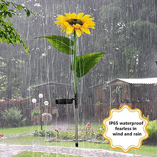 Solar Lights Outdoor Garden, LED Solar Powered Sunflower Pendant Light, Solar Sunflower Lights Decorative Outdoor for Garden Patio Porch Backyard (2)