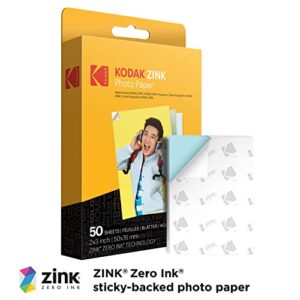 KODAK 2"x3" Premium Zink Photo Paper (50 Sheets) + Colorful Square Hanging Photo Frames + Photo Album (Compatible Printomatic)