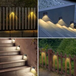 ILLSTAR Solar Step Lights Outdoor Waterproof, Solar Deck Lights,3 CCT Color 3000K/4000K/5000K Options Fence Lights,for Yard Garden Deck Fence Stair（6-Pack）