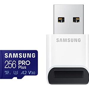 SAMSUNG PRO Plus + Reader 256GB microSDXC Up to 160MB/s UHS-I, U3, A2, V30, Full HD & 4K UHD Memory Card for Android Smartphones, Tablets, Go Pro and DJI Drone (MB-MD256KB/AM)