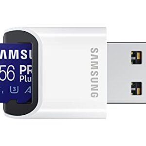 SAMSUNG PRO Plus + Reader 256GB microSDXC Up to 160MB/s UHS-I, U3, A2, V30, Full HD & 4K UHD Memory Card for Android Smartphones, Tablets, Go Pro and DJI Drone (MB-MD256KB/AM)