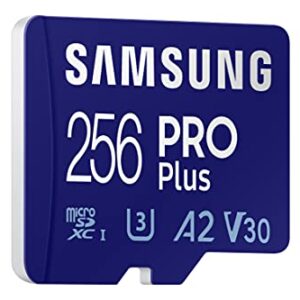 SAMSUNG PRO Plus + Reader 256GB microSDXC Up to 160MB/s UHS-I, U3, A2, V30, Full HD & 4K UHD Memory Card for Android Smartphones, Tablets, Go Pro and DJI Drone (MB-MD256KB/AM)