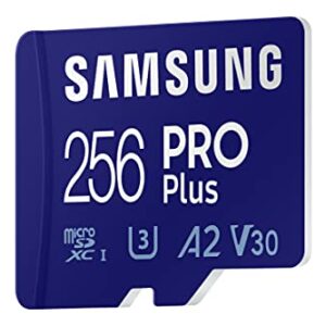 SAMSUNG PRO Plus + Reader 256GB microSDXC Up to 160MB/s UHS-I, U3, A2, V30, Full HD & 4K UHD Memory Card for Android Smartphones, Tablets, Go Pro and DJI Drone (MB-MD256KB/AM)