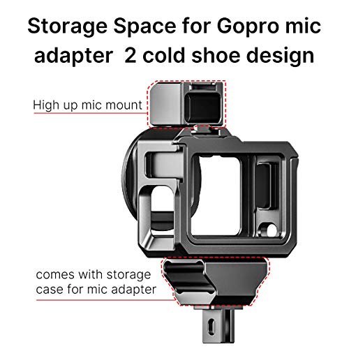 ULANZI G9-5 Housing Case for Gopro Hero 11 10 9, Aluminum Video Cage with 2 Cold Shoe Mount for Mic and Led Light, Protective Frame with 52mm Filter Adapter, Lens Cap, Compatible with Tripod