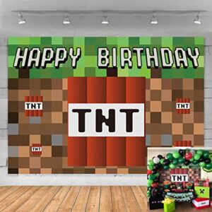 huayi 6.5’x5′ tnt pixel backdrop for birthday game themed party background photo booth – stretch resistant econ vinyl fw-2193