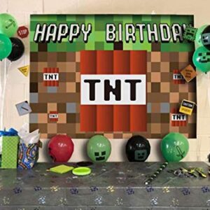 HUAYI 6.5'x5' TNT Pixel Backdrop for Birthday Game Themed Party Background Photo Booth - Stretch Resistant Econ Vinyl FW-2193