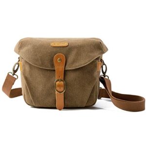 bagsmart camera bag, slr dslr canvas camera case, vintage padded camera shoulder bag with rain cover for women and men, khaki