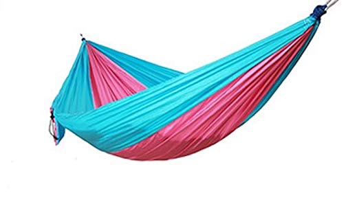 Cicilin Camping Hammock & Tree Straps Single/Double Portable Lightweight Nylon Parachute Hammock for Outdoor Travel Backpacking Garden (bleu+Pink)