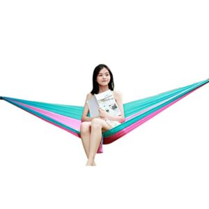 Cicilin Camping Hammock & Tree Straps Single/Double Portable Lightweight Nylon Parachute Hammock for Outdoor Travel Backpacking Garden (bleu+Pink)