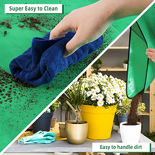 Repotting Mat for Indoor Plant Transplanting and Mess Control 27"x 27" Thickened Waterproof Potting Tray Foldable Succulent Potting Mat Portable Gardening Mat Garden Gifts for Women & Men Green