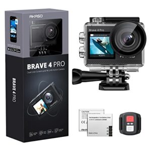 akaso brave 4 pro 4k30fps action camera – 131ft underwater camcorder waterproof camera with touch screen advanced eis remote control 5x zoom underwater camera support external mic