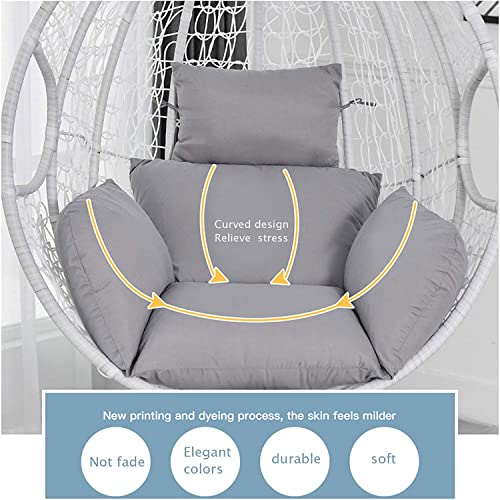 Rlosqvee Waterproof Hanging Chair Cushion, Thicken Washable Swing Cushions for Hanging Egg Chair Patio Garden Hanging Basket Chair Seat (Light Gray)