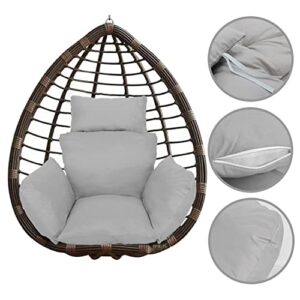 Rlosqvee Waterproof Hanging Chair Cushion, Thicken Washable Swing Cushions for Hanging Egg Chair Patio Garden Hanging Basket Chair Seat (Light Gray)