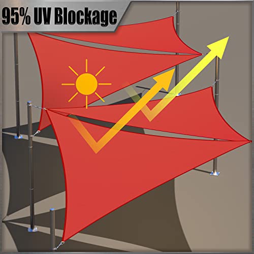 Amgo 9.5' x 9.5' Red Rectangle Square Square Waterproof Sun Shade Sail Canopy Awning Shelter, 95% UV Blockage UV & Water Resistant AMWTPS9.5, Outdoor Patio Garden Carport (We Make)