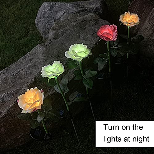 BTPOUY 2-Pack Rose Solar Garden Lights Waterproof Decorative Solar Stake Lights Single Head Rose Flowers LED Lights Solar Powered for Garden Yard Patio Lawn Decor