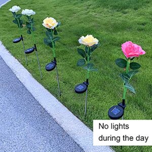 BTPOUY 2-Pack Rose Solar Garden Lights Waterproof Decorative Solar Stake Lights Single Head Rose Flowers LED Lights Solar Powered for Garden Yard Patio Lawn Decor