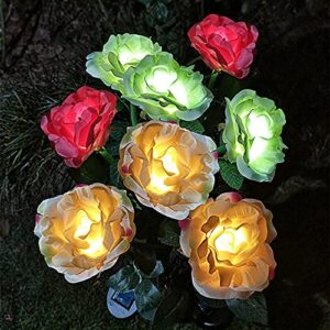 BTPOUY 2-Pack Rose Solar Garden Lights Waterproof Decorative Solar Stake Lights Single Head Rose Flowers LED Lights Solar Powered for Garden Yard Patio Lawn Decor