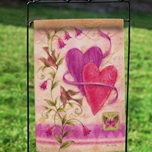 Toland Home Garden 1110275 Love Birds Garden Flag, 12.5" x 18", Double Sided for Outdoor Valentines Day House Yard Decoration