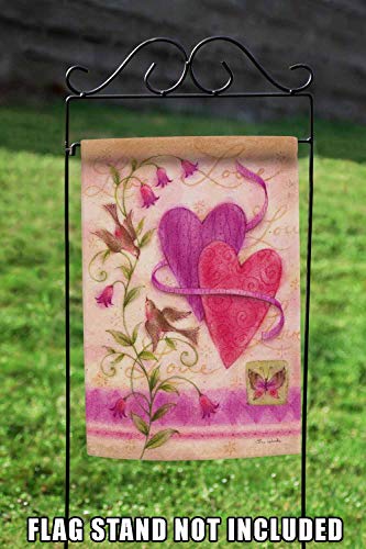 Toland Home Garden 1110275 Love Birds Garden Flag, 12.5" x 18", Double Sided for Outdoor Valentines Day House Yard Decoration